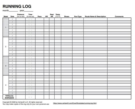 Running Log Template Free Log Templates