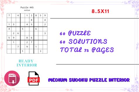 Medium Sudoku 60 Puzzles With Solution Graphic By Luham Digital Products · Creative Fabrica