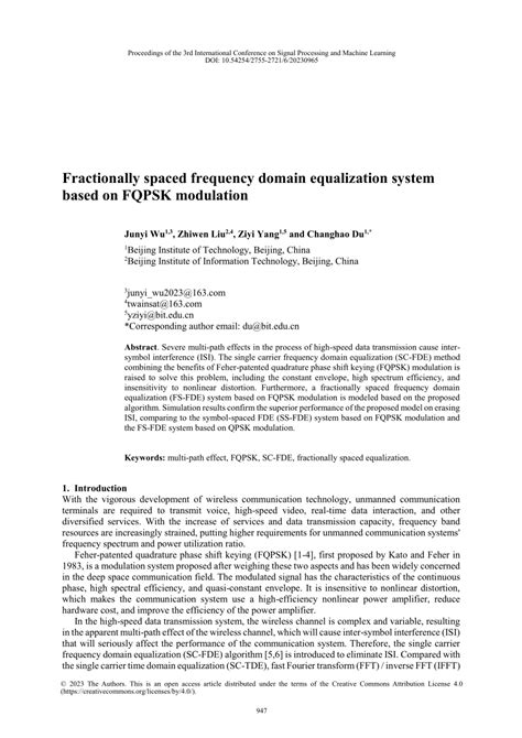 Pdf Fractionally Spaced Frequency Domain Equalization System Based On Fqpsk Modulation