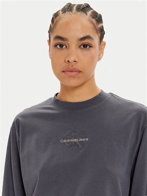 Calvin Klein Jeans Блуза Monologo J20j224200 Сив Relaxed Fit Modivobg