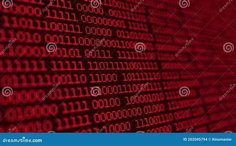 Binary Code Background With Red Digits Moving On Screen Algorithm Binary Data Code Decryption