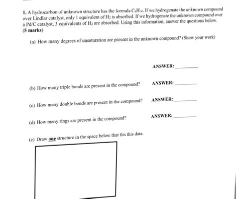 solved a hydrocarbon of unknown structure has the formula