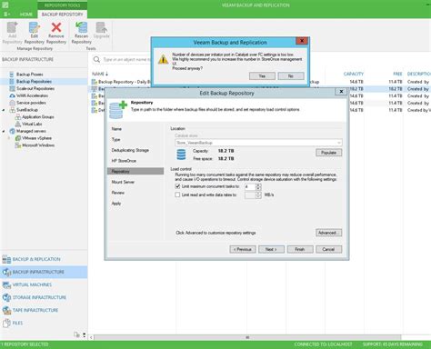 Veeam Warns Adding Backup Repository HP StoreOnce Catalyst
