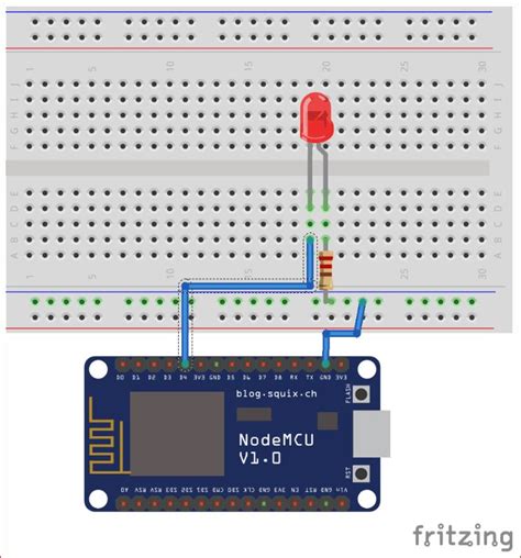Circuit Diagram For ESP32 With LED