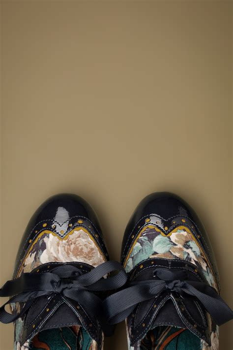 Ruby Shoo Gänseblümchen Floral Stiefeletten In Nachtblau Topvintage