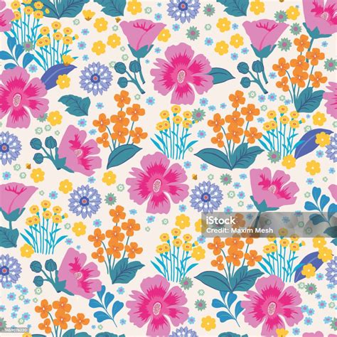 귀여운 꽃무늬 작고 큰 여러 가지 빛깔의 꽃 흰색 배경입니다 멋진 꽃 배경입니다 세련된 인쇄물을위한 우아한 템플릿 0명에 대한