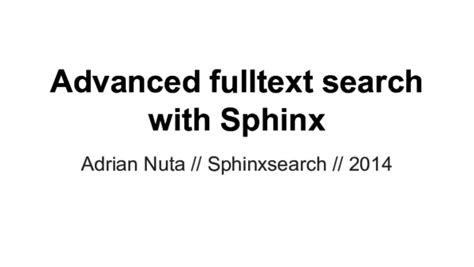 Pdf Advanced Fulltext Search With Sphinx