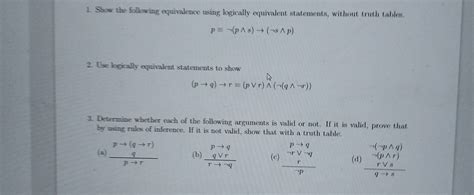 Solved Show The Following Equivalence Using Logically
