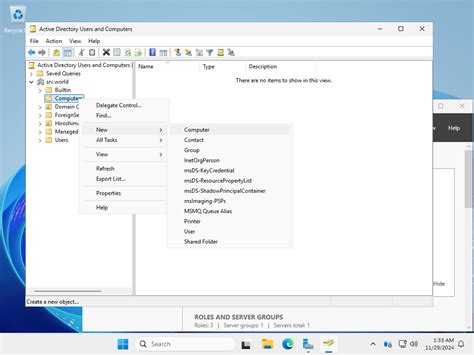 Windows Server Active Directory Add Computer Accounts Server World