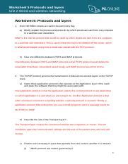 Protocols And Layers Worksheet 5 1 Docx Worksheet 5 Protocols And Layers Unit 2 Wired And