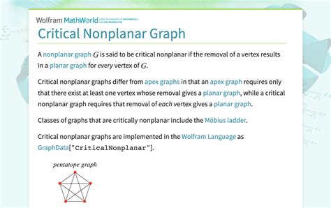 Critical Nonplanar Graph From Wolfram Mathworld