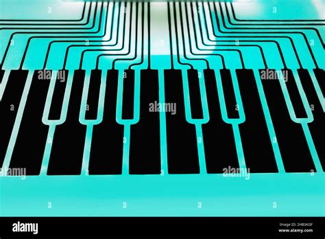 Luminous Analog Blue Piano Keyboard Close Up Midi Synthesizer Musical