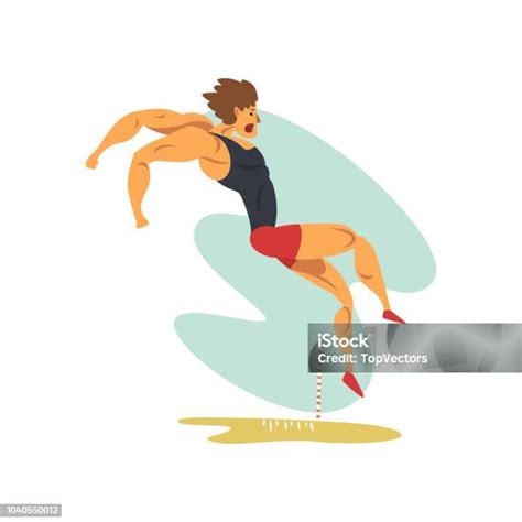 긴 점프 스포츠 흰색 배경에 선수권 육상 경쟁 벡터 일러스트 레이 션에 전문 스포츠맨을 하 고 남자 선수 Championship에 대한 스톡 벡터 아트 및 기타 이미지