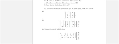 solved let w be the set of all linear combinations of the