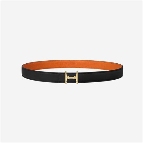 W 에르메스 모스 H 벨트 버클 And 리버서블 가죽 스트랩 24mm And 골드 누아 오랑쥬 Hermes Kream