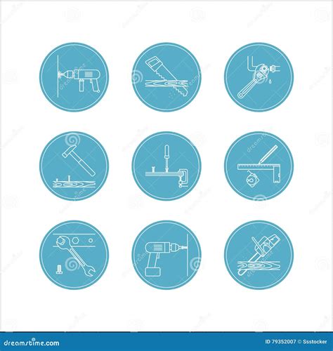 Repair Line Icons Collection Restoration Refurbishment Reconstruction Renovation Fix Mend