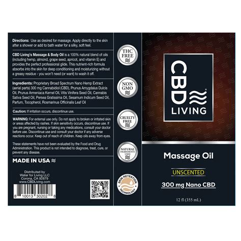 Cbd Living Nano Infused Broad Spectrum Hemp Cbd Massage Oil The Calm Leaf