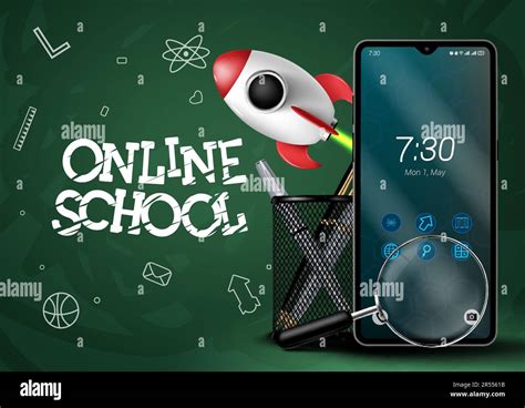 Online School Text Vector Design E Learning Online Education Using