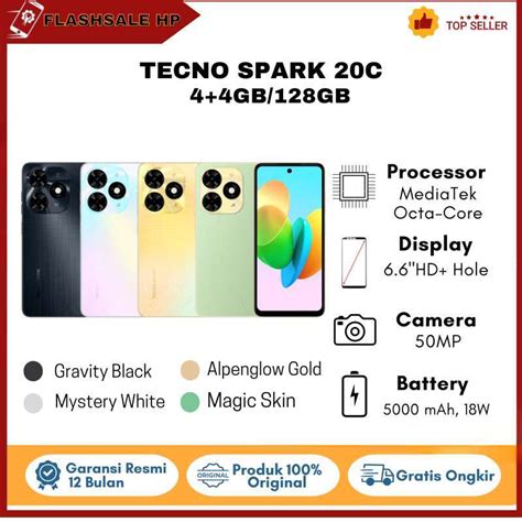 Jual Tecno Spark 20c Ram 4 128 Gb 8 128 Gb Bergaransi Resmi Magic Skin 4 128 Di Seller
