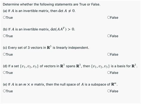 Solved Determine Whether The Following Statements Are True Chegg