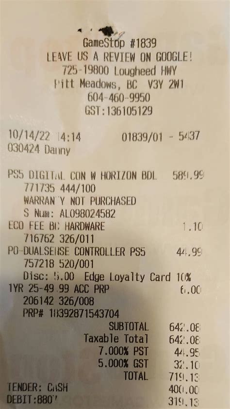 Receipt Porn From The Other Week Managed To Snag A Ps5 Finally 🤘 R