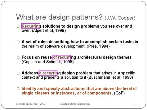 Software Engineering Design Patterns Introduction Software Engineering 2012