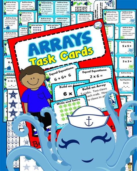 90 Multiplication Array Task Cards With Recording Sheet Ocean Task