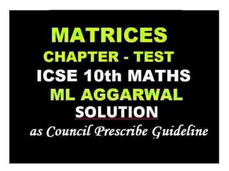 ml aggarwal matrices ch test class 10 icse maths solutions ch 8 icsehelp