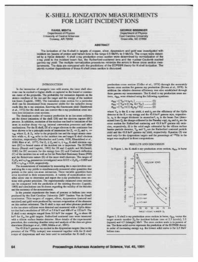 K Shell Ionization Measurements University Of Arkansas Libraries