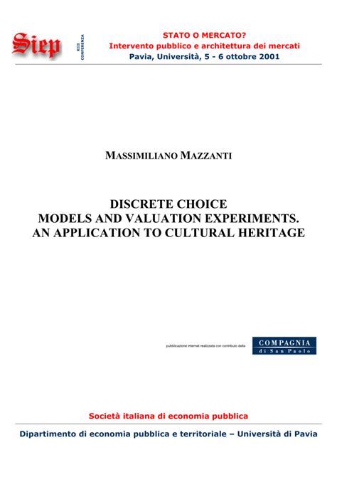 Pdf Discrete Choice Models And Valuation Experiments