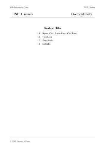 Indices Index Notation Mep Gcse Activities Teaching Resources
