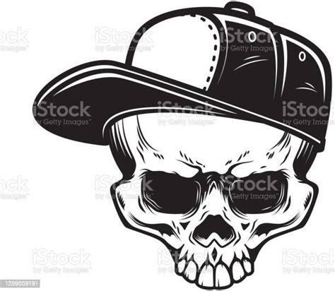 조각 스타일로 야구 모자에 수염 두개골의 그림 엠블럼 기호 포스터 카드 배너를 위한 디자인 요소 벡터 일러스트레이션 0명에 대한 스톡 벡터 아트 및 기타 이미지 Istock