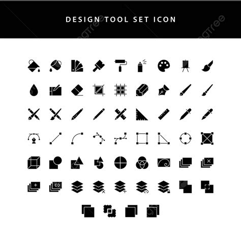 Glyph Style Icon Set Featuring Graphic Designer Items And Tools In