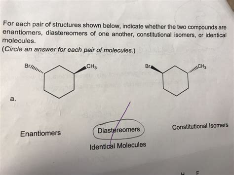 Solved For each pair of structures shown below, indicate | Chegg.com