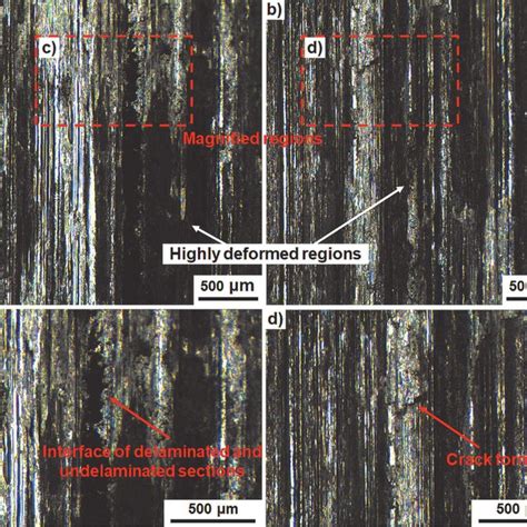 Worn Surfaces Of The Samples Under Dry Sliding Condition A Untreated