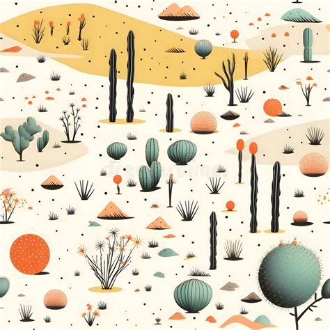 Desert Plants Pattern Stock Illustrations 4517 Desert Plants Pattern