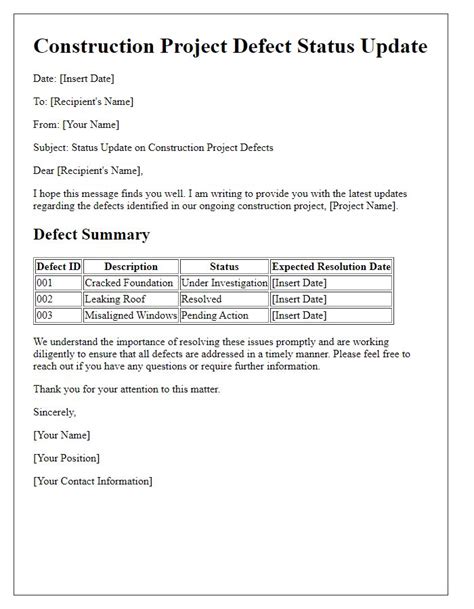 Letter Template For Construction Project Defect Rectification Free Samples In Pdf Letterin
