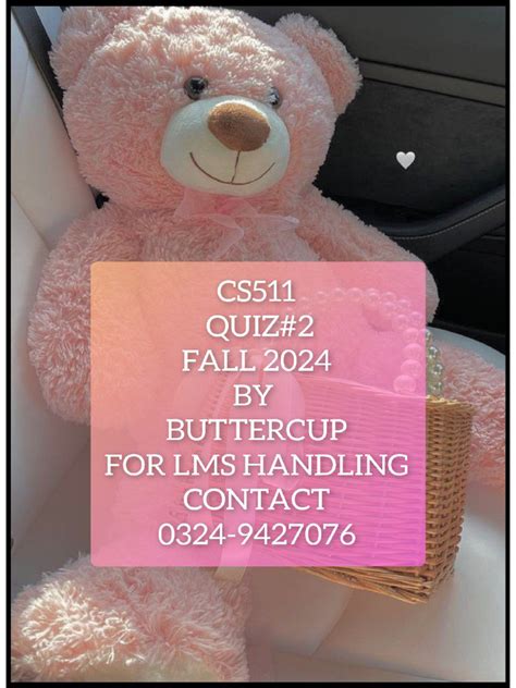 Cs511 Quiz2 Fall 2024 By Buttercup Pdf