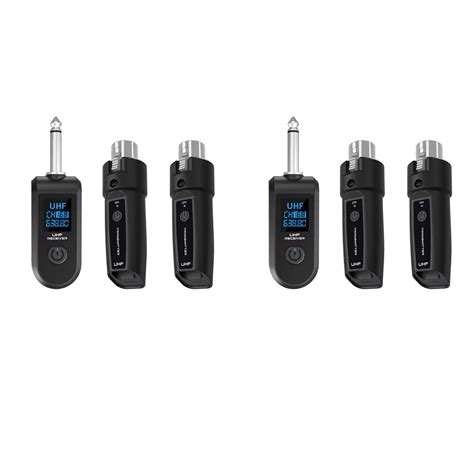 2x Uhf Xlr Adapter System Wireless Microphone Transmitter Receiver For Dynamic Guitar Audio