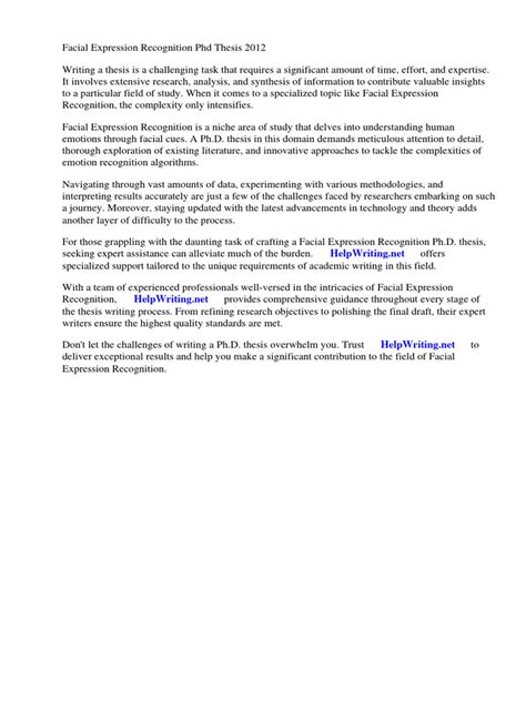 Facial Expression Recognition Phd Thesis 2012 Pdf