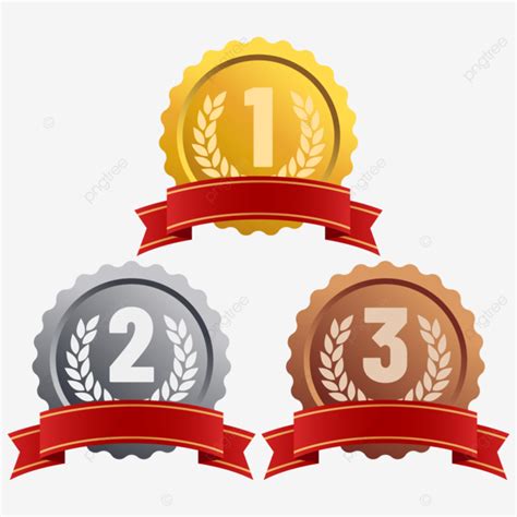 레드 리본 디자인의 골드 실버 및 브론즈 챔피언 메달 금메달 은메달 동메달 Png 일러스트 및 벡터 에 대한 무료 다운로드 Pngtree