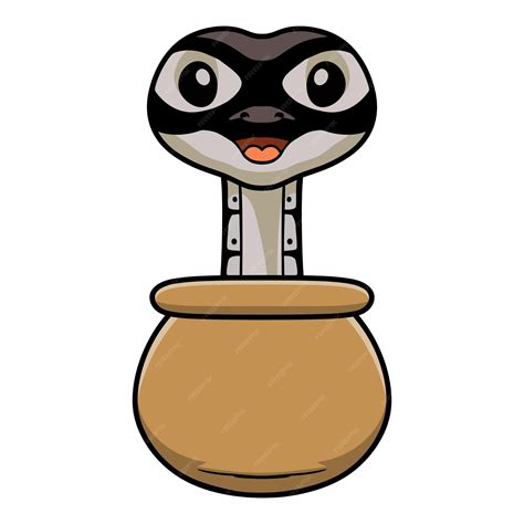 Dessin Animé Mignon De Serpent Python à Lintérieur Du Sac Vecteur