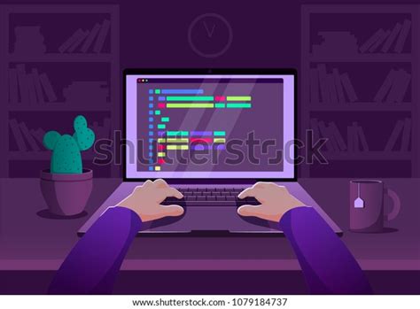 Man Programmer Working On Computer Code Stock Vector Royalty Free