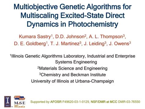 Ppt Multiobjective Genetic Algorithms For Multiscaling Excited State Direct Dynamics In
