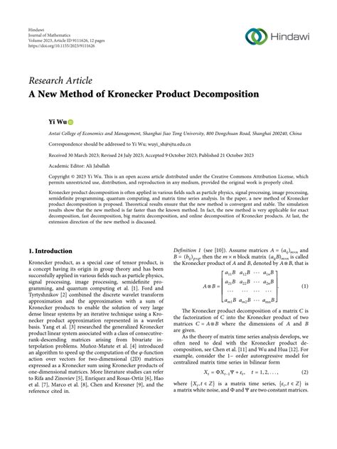 Pdf A New Method Of Kronecker Product Decomposition