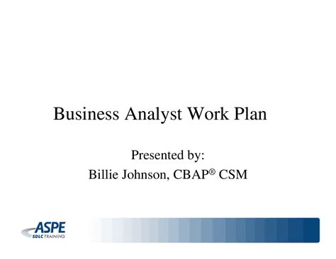 Business Analyst Work Plan Study Notes Business Accounting Docsity