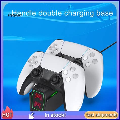 Pp Dual Port Gamepad Charging Dock With Led Light Type C Cable For Ps5