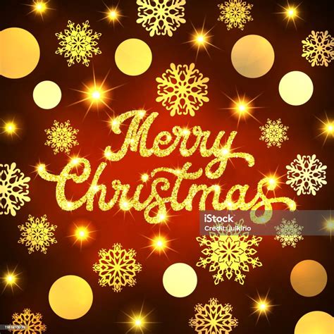 어두운 배경에 금동원과 눈송이와 크리스마스 패턴 배경에 메리 크리스마스 손 글자 비문 인사말 카드 템플릿에 대한 겨울 타이포그래피 디자인 글꼴 벡터 그림입니다 개념에 대한