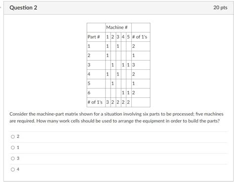 solved consider the machine part matrix shown for a