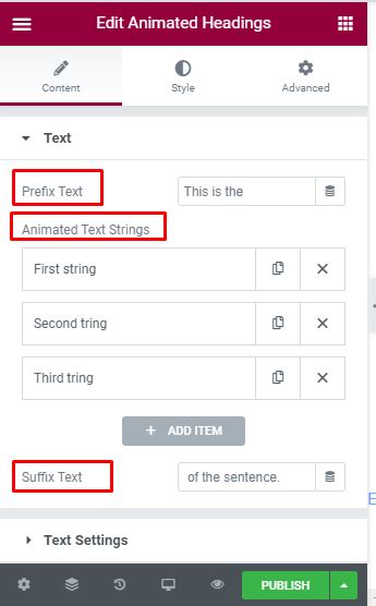 animated heading widget documentation